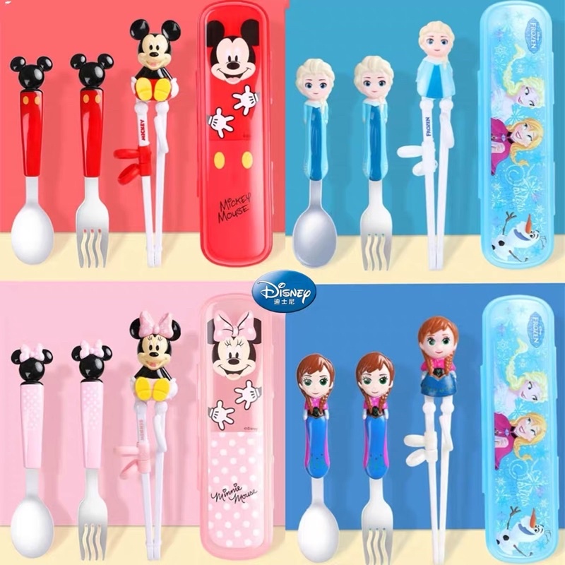 DISNEY CHILDREN'S DINNER SET (SPOONS + FORKS + CHOPSTICKS + STORAGE BOX ...