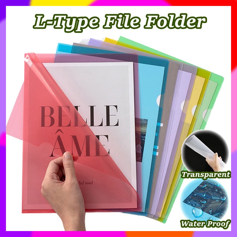 12Pcs File Folder A4 Paper Transparent Document Bag L Type Water Proof ...