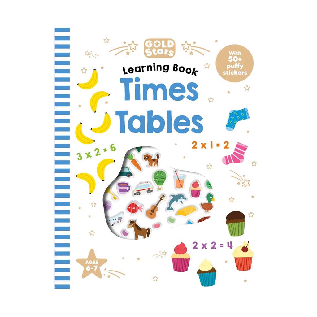 Times Tables Educational Book for Kids with Gold Stars Puffy Stickers ...