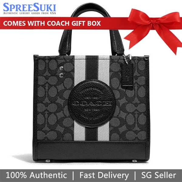 Coach Handbag In Gift Box Signature Jacquard Pebble Leather Black ...