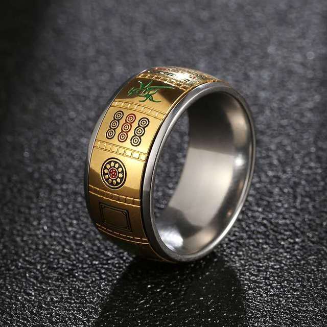 EASY ZHOU Chinese Character Mahjong Rotatable Ring Anxiety Fidget Rings ...