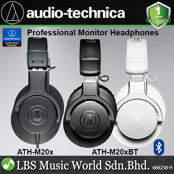 Audio Technica ATH-M20x Closed Back Dynamic Professional Studio Over Ear Monitor Headphone (ATH ...