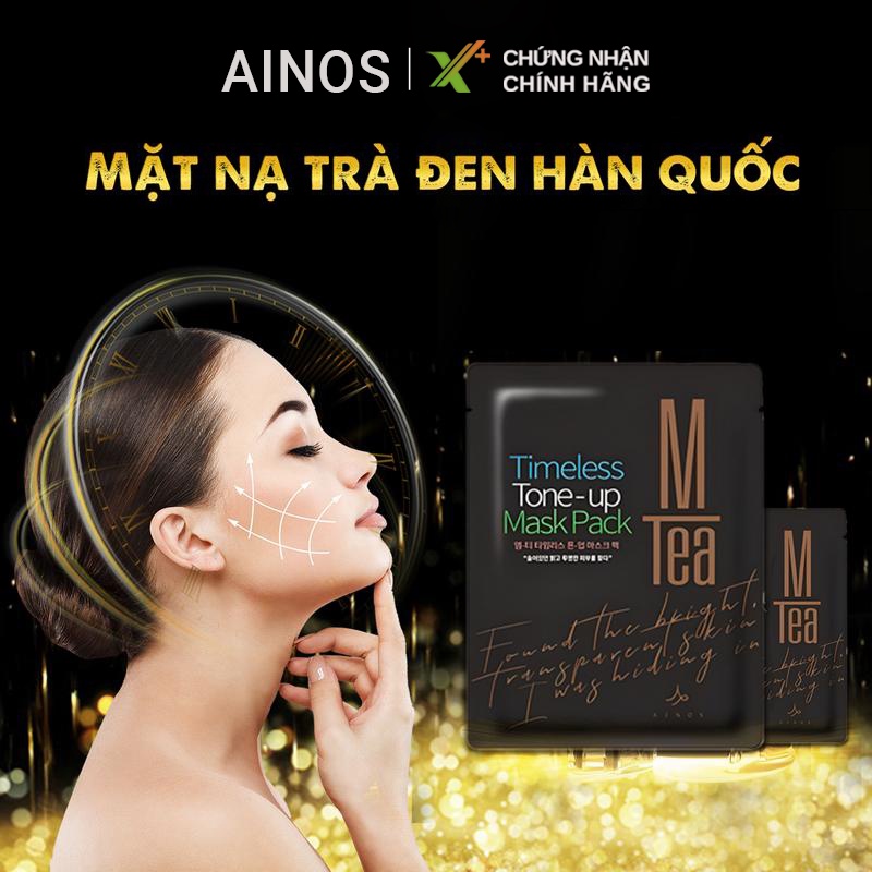 10 AINOS Black Tea Masks, Korean Paper Masks Timeless Tone-up M Tea ...
