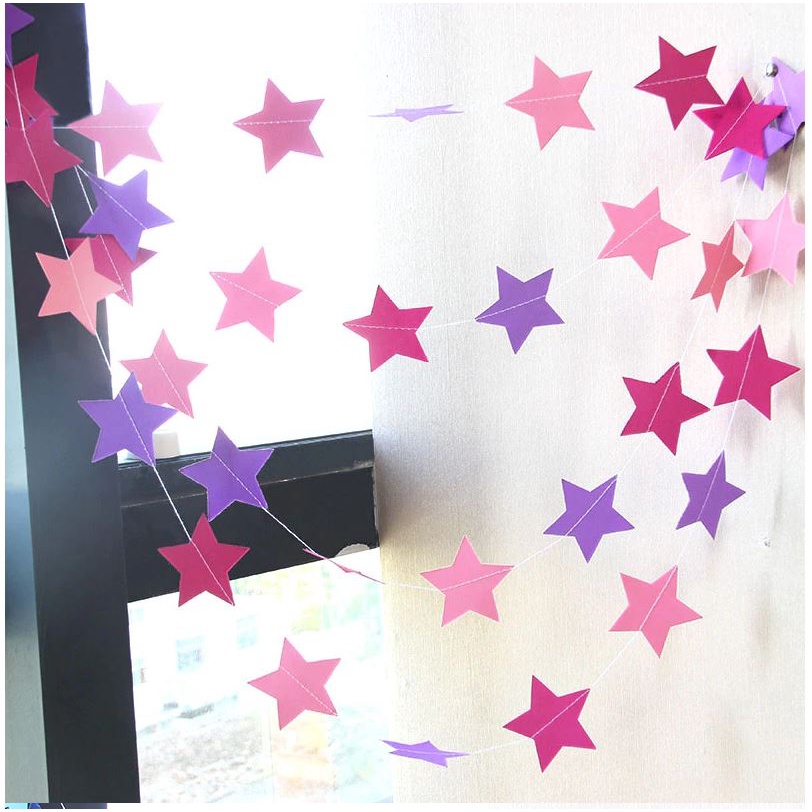 [SG] 33 Stars Paper Garland Banner 4 Meters Bunting Drop Baby Shower ...