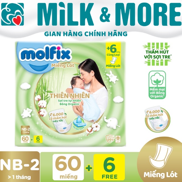 Molfix organic natural diaper-free newborn pads newborn 2 ML60+6 ...