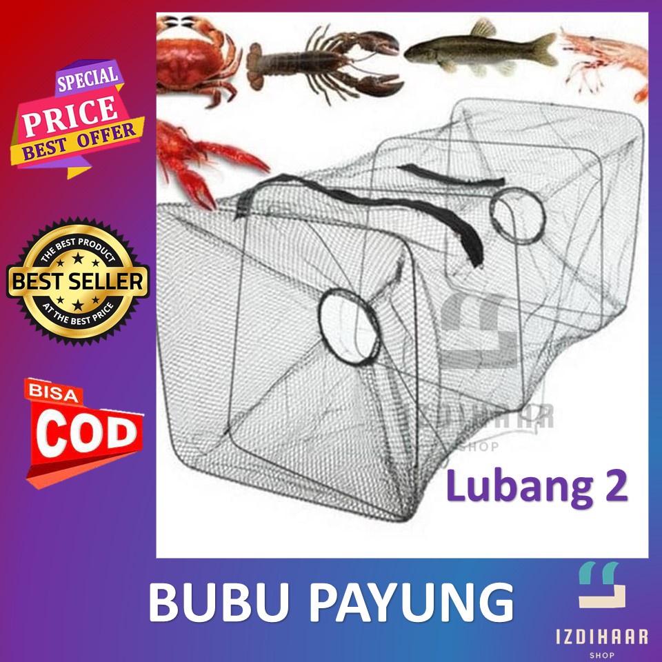 2 Hole Fishing Net Umbrella Bubu Umbrella Style Crab Shrimp Fish Trap ...