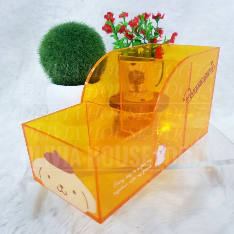 Organizer Desk Box Pompompurin Mini Transparent Orange Box 3 Sections ...