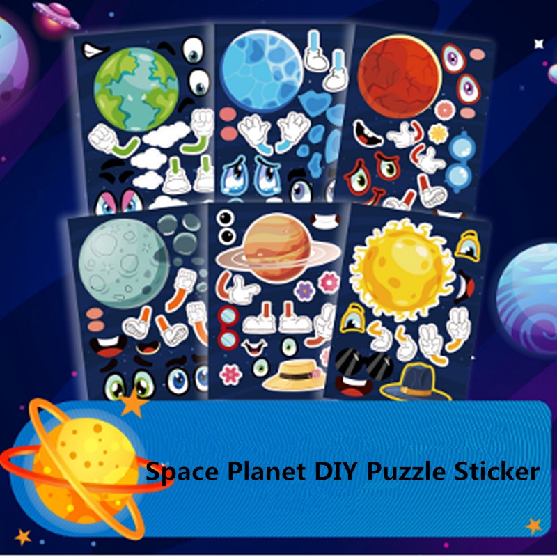 12Sheets/Lot Space Universe Planet DIY Puzzle Sticker Kid Sticker Toy ...