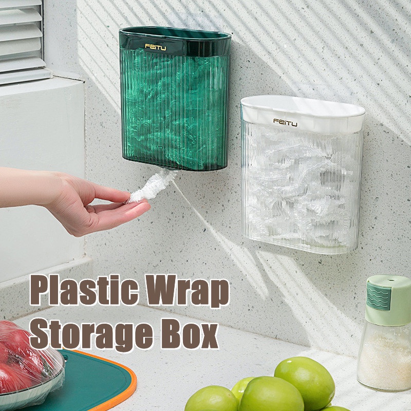 Plastic Wrap Storage Box Wall-mounted Garbage Bag Storage Case Kitchen ...