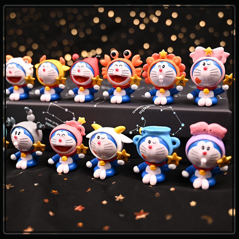 #盲盒#蓝胖子十二星座叮当猫 机器猫 蛋糕摆件 盲盒袋哆啦A梦可爱玩偶玩具 #My Blind Box#Blue Fatty Twelve ...