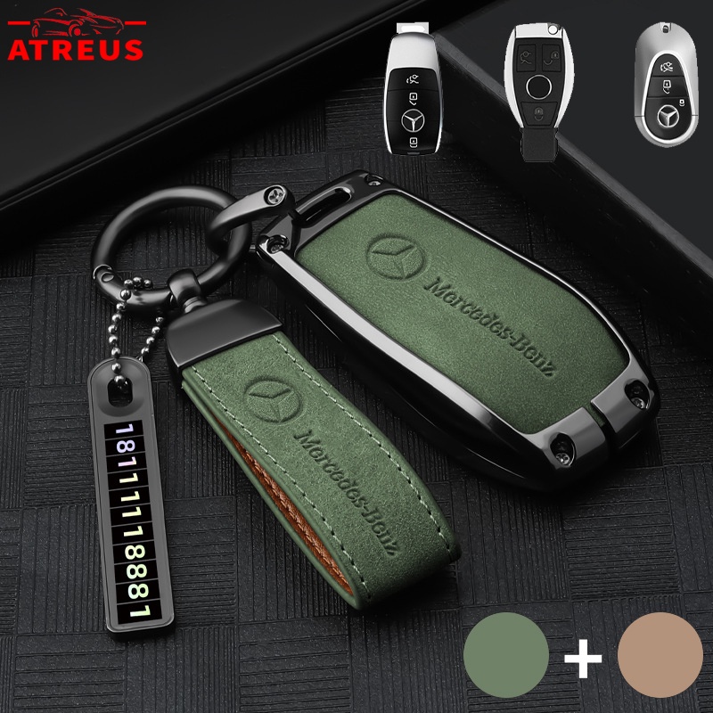 Mercedes Benz Zinc Alloy Leather Car Key Case Full Wrap Cover Smart Key ...