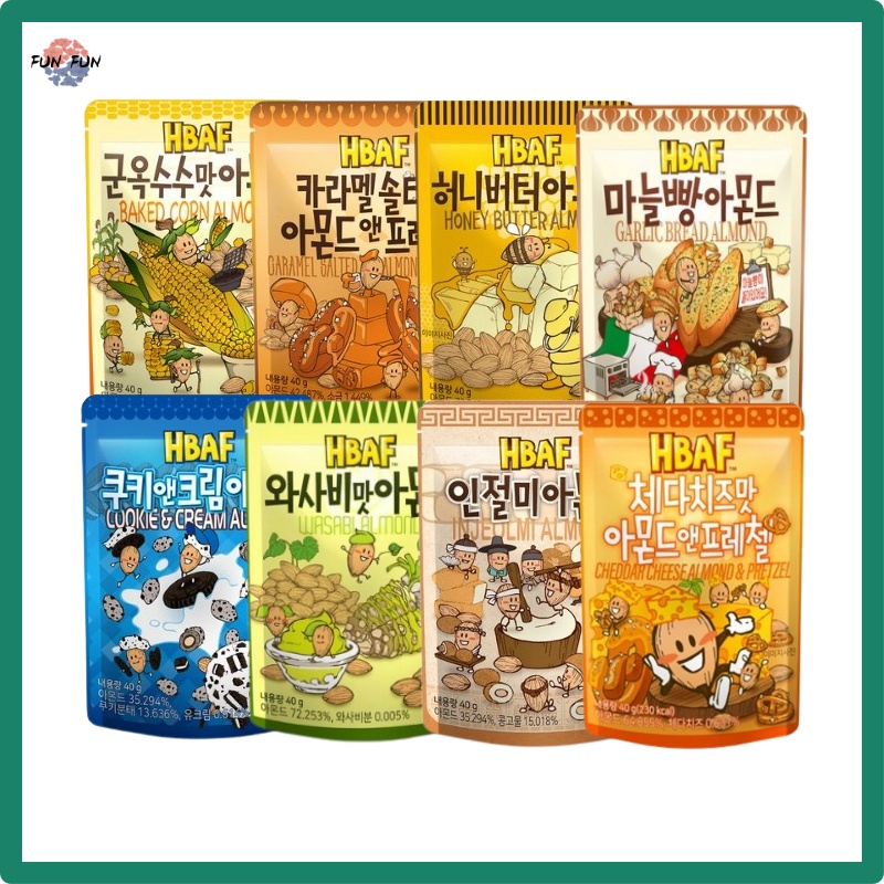 [HBAF] Hbaf Almond Mini Size 1box (honey butter/Wasabi flavor/garlic bread/Baked Corn Flavor ...