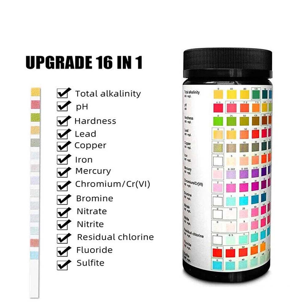 100Pcs 16 IN 1 Drinking Water Test Strips Water Test Kit For Home Water ...