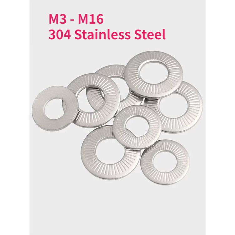 M3 M4 M5 M6 M8 M10 M12 M14 M16 304 Stainless Steel Disc Spring Serrated Lock Washer Conical ...