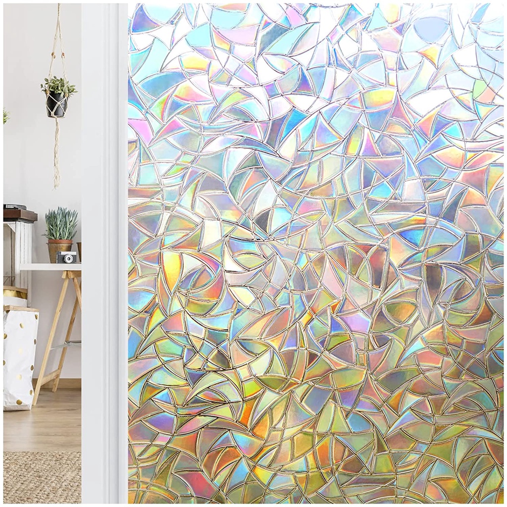 2M/5M 3D Rainbow Effect Window Film Stained Glass Vinyl Self Adhesive ...
