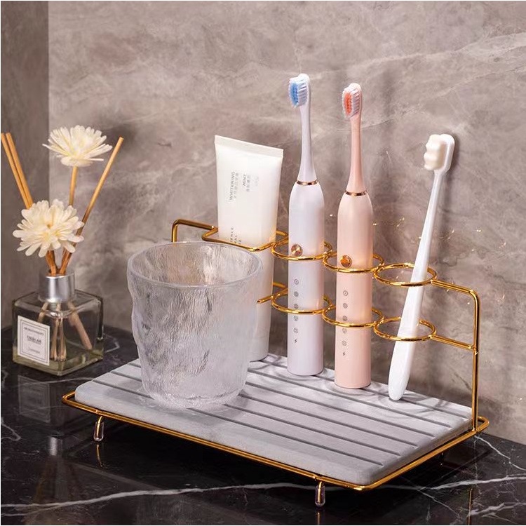 Toothbrush Holder with Diatom Coaster Marble Diatomite Mat Anti Slip ...