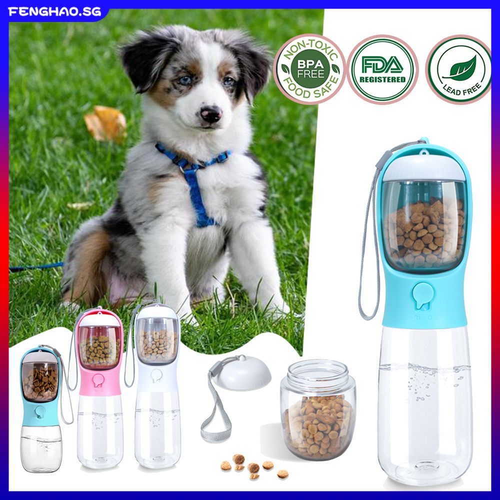 [2 In 1] Dog Drinking Bottle Pet Portable Water Cup Cat & Dog With 100g ...