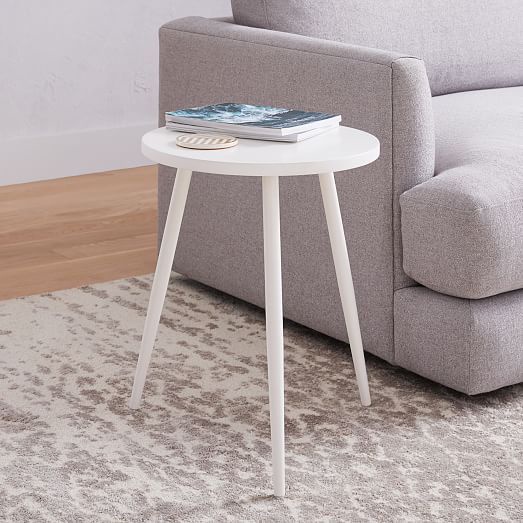 PUTIH Aesthetic White Living Room Minimalist Corner Round Table ...