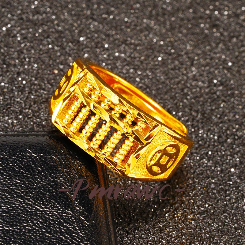 Pmrawc | 24K Gold Abacus Ring Adjustable Mouth Abacus Beads Unmovable ...
