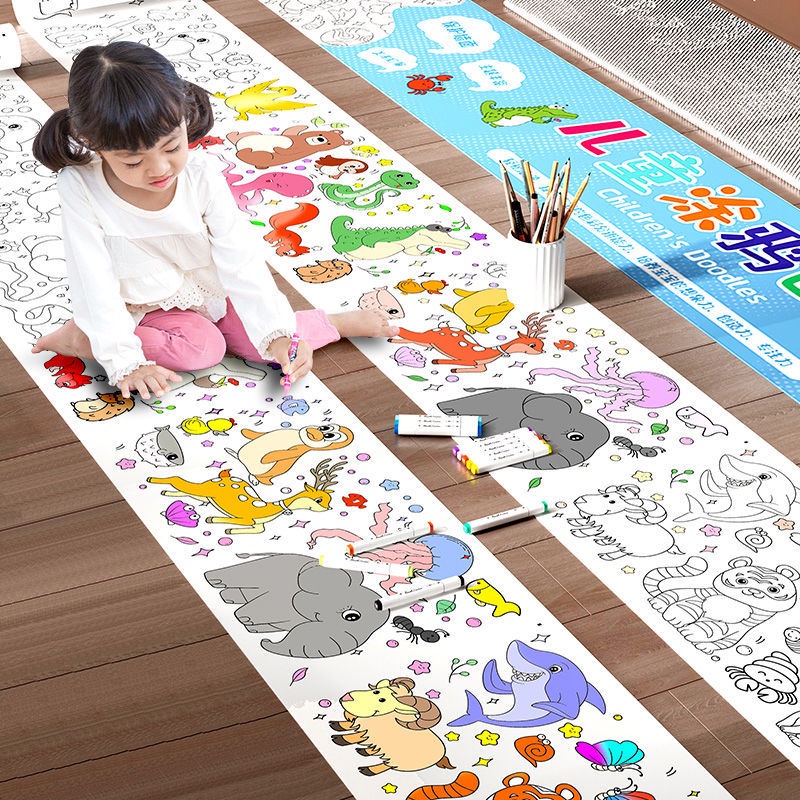 Children Graffiti Drawing Roll Coloring Painting Paper Long ...