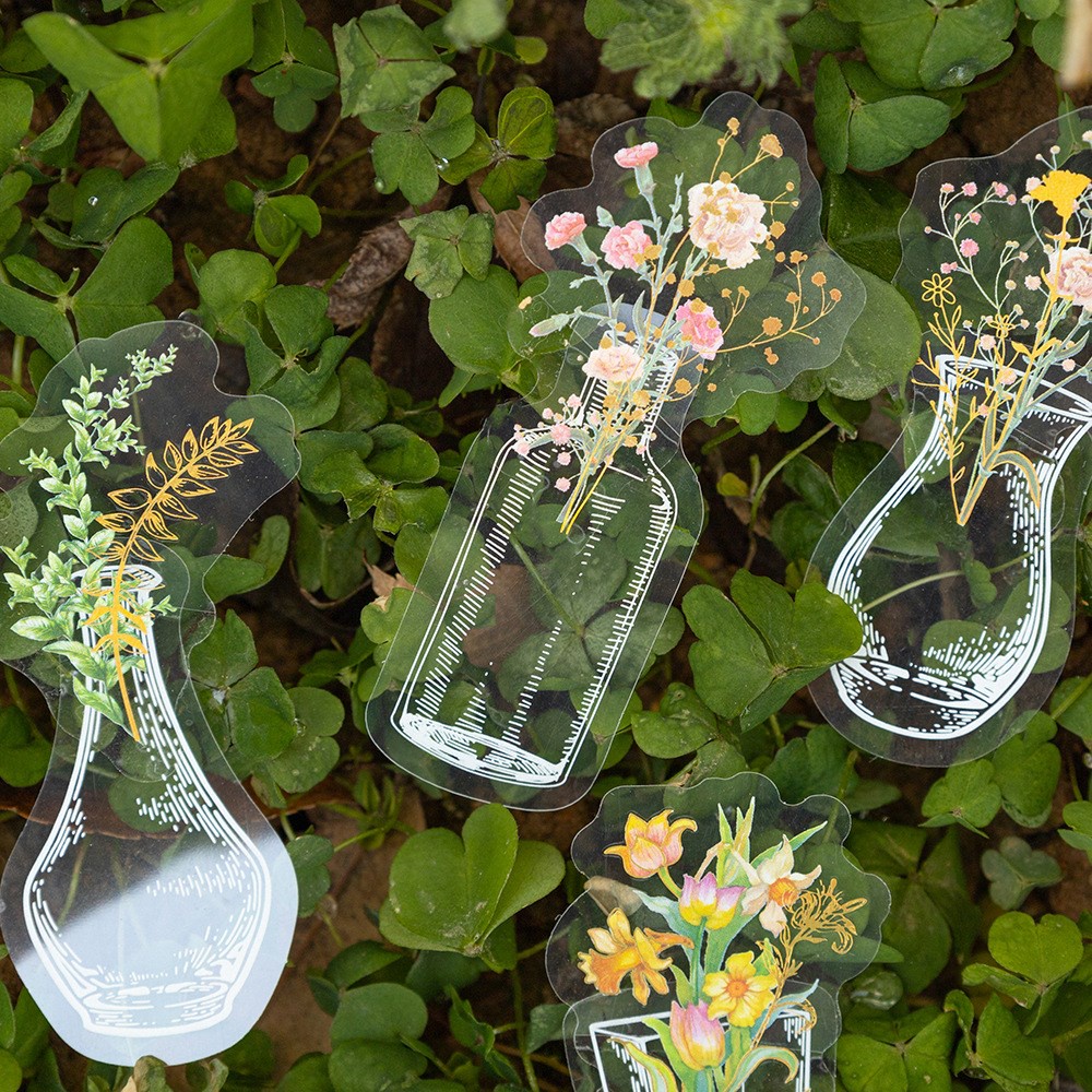 40 Pcs Transparent Glassware Jar Bottle Shape Stickers PET Transparent ...