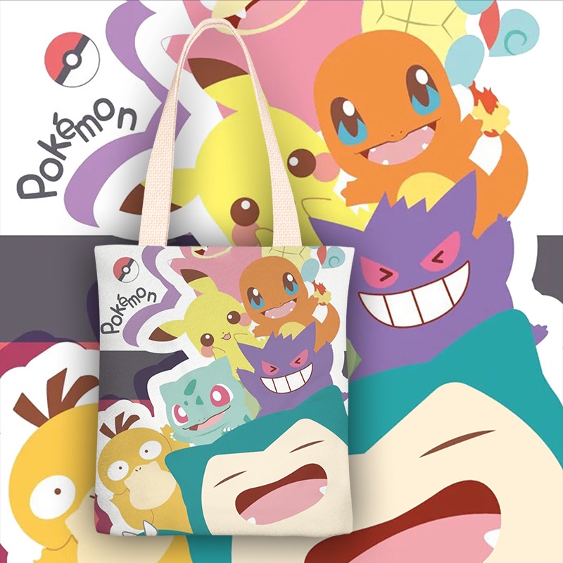 2024 Pokemon Canvas Tote Bag - Crossbody Sling Bag with Zipper & Multi ...