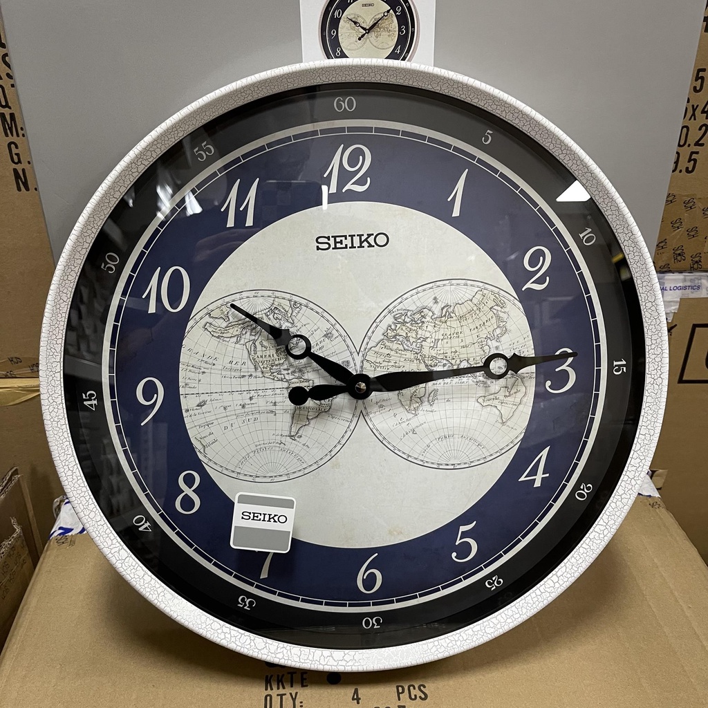 [Original] Seiko Clock QXA803W Decorator World Map White Blue Analog ...