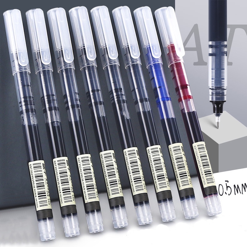 Straight Liquid Ball Pen Quick Drying 0.5mm Black Gel Pen Water Pen for ...
