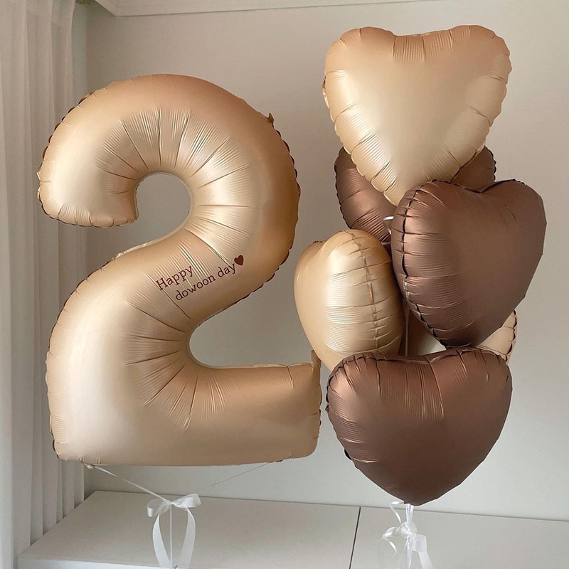 7pcs/set 40inch Caramel Cream Color Number Balloons 0-9 Large Digital ...