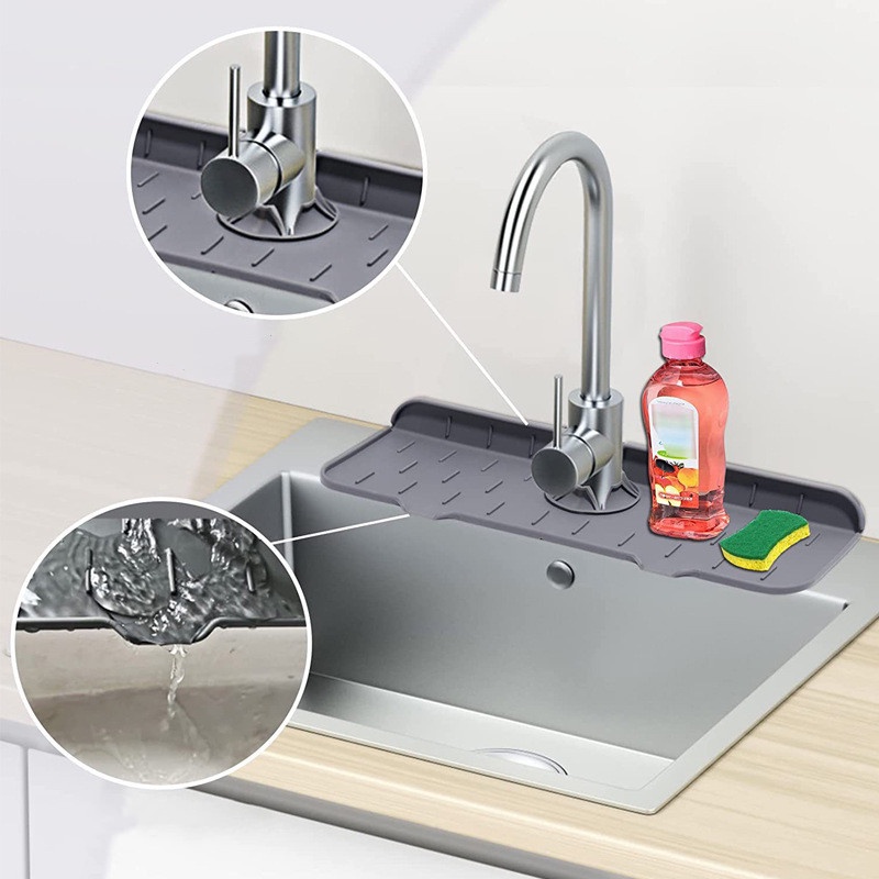 Faucet Silicone Drain Pad Kitchen Faucet Sink Splash Guard, Faucet ...