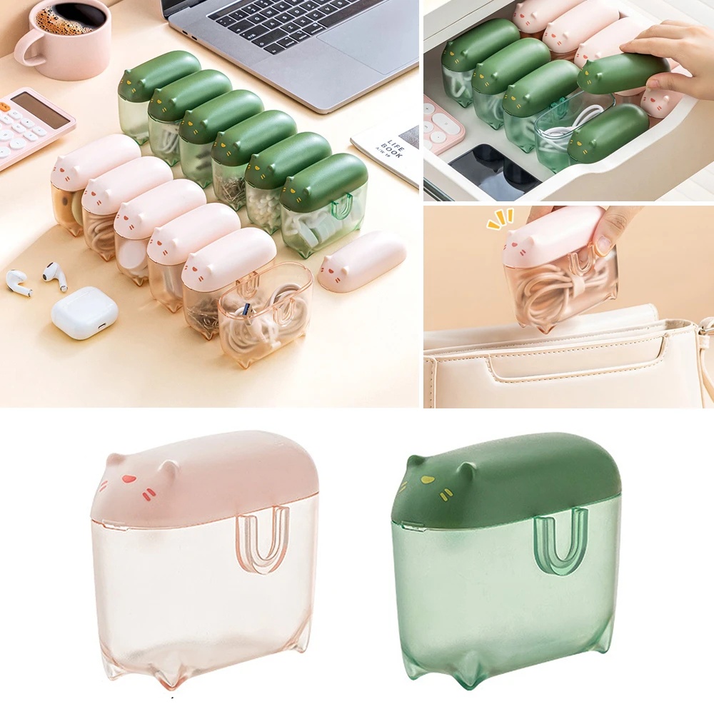 [Featured] Cute Cartoon Data Cable Storage Box Compact Charging Cable ...