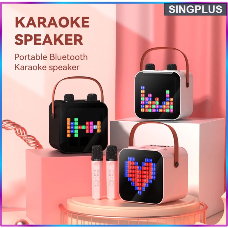 SDRD SP100 Portable Family Karaoke System Dual Wireless Microphones ...