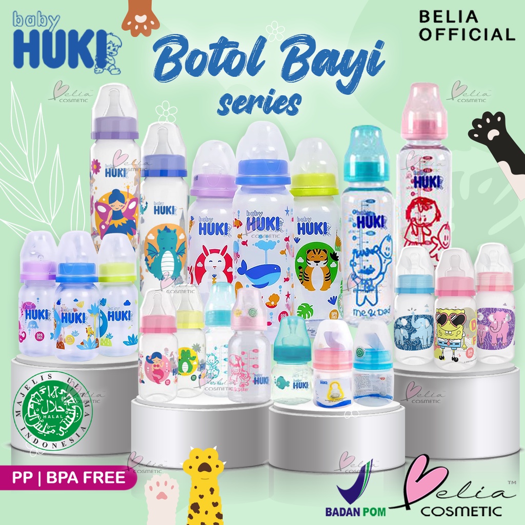 Belia Baby HUKI Baby Bottle Animal Spongebob Series 60ml 120ml 240ml ...