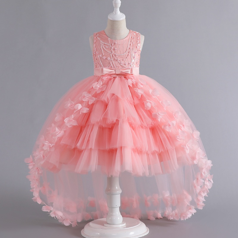 Girls Princess Dress Sleeveless Trailing Mesh Gown 2-12 Years Children ...