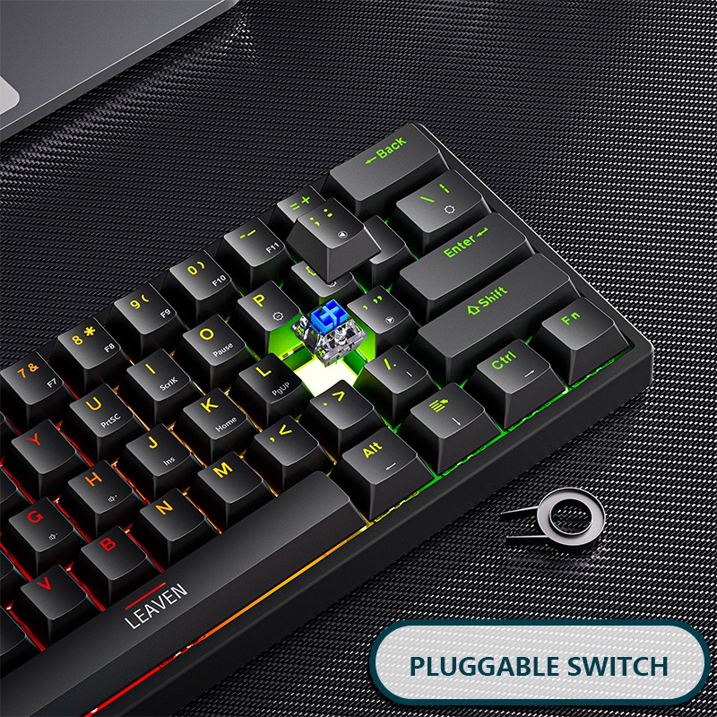 K620 Mini Gaming Mechanical Keyboard 61 Keys RGB Hotswap Type-C Wired ...