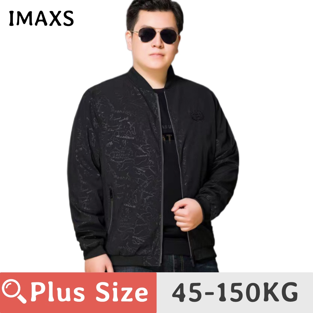 45-150KG PLUS SIZE Men Long Sleeve Casual Stand Collar Baseball Coat ...