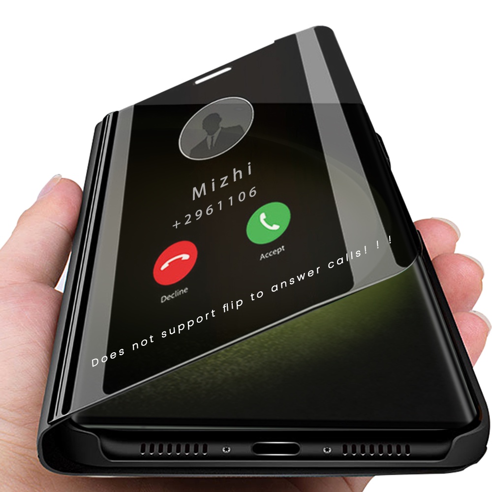 Samsung S23 Ultra Case Flip Smart Mirror Leather Cover For Samsung Galaxy S23 Ultra Magnetic ...