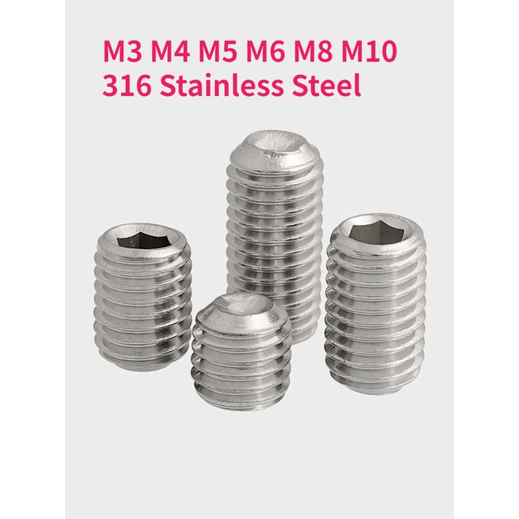 M3 M4 M5 M6 M8 M10 316 Stainless Steel Hex Hexagon Socket Cup Point Set ...