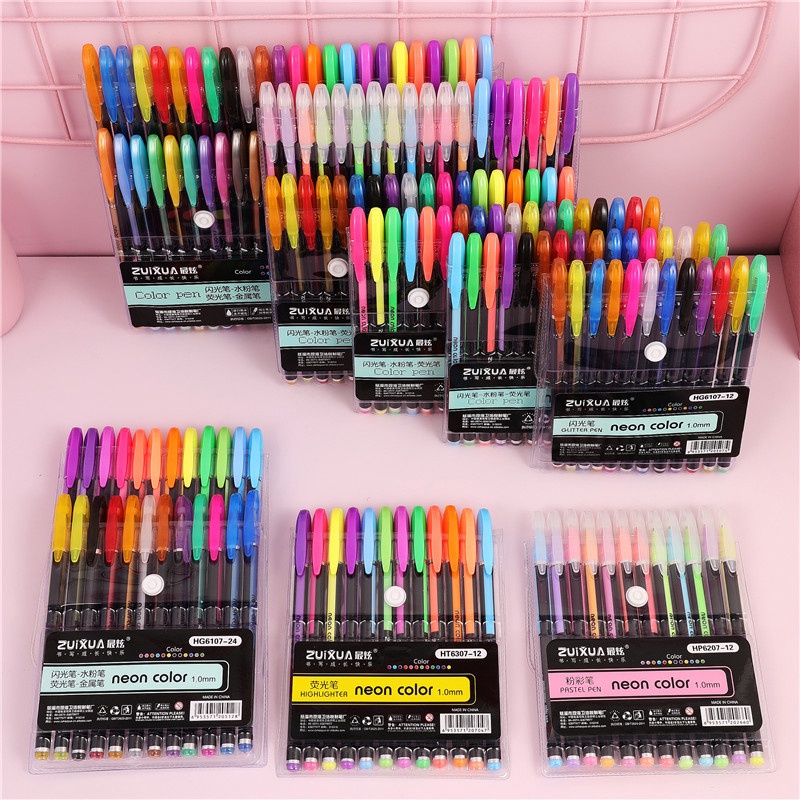 48 Colors Set Gel Pens Art Books Markers Glitter Neon Metallic PensFor ...