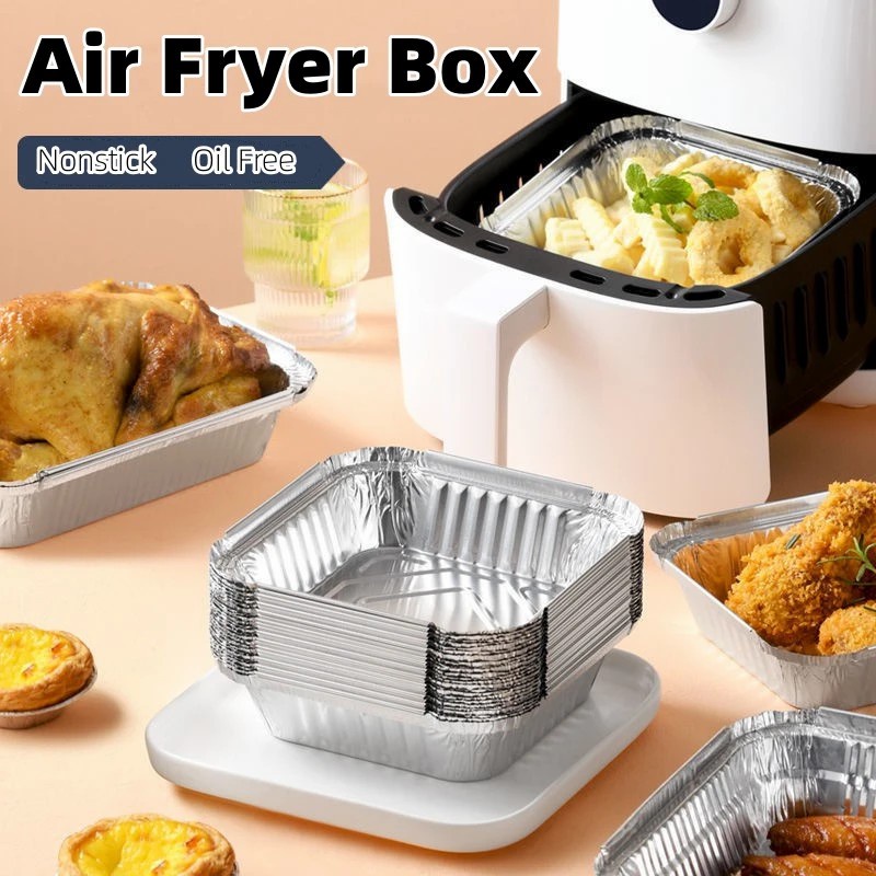 10Pcs 16*16cm Square Aluminum Foil Tin Box Non-Stick Steaming Basket ...
