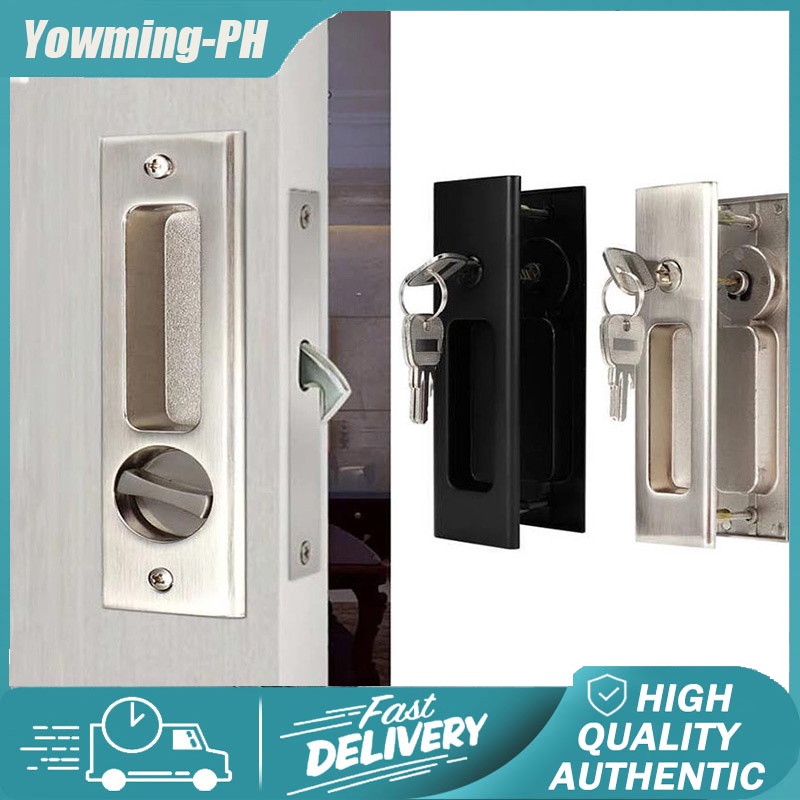 Sliding Door Lock With Flush Recessed Handle Invisible Barn Wood Door ...