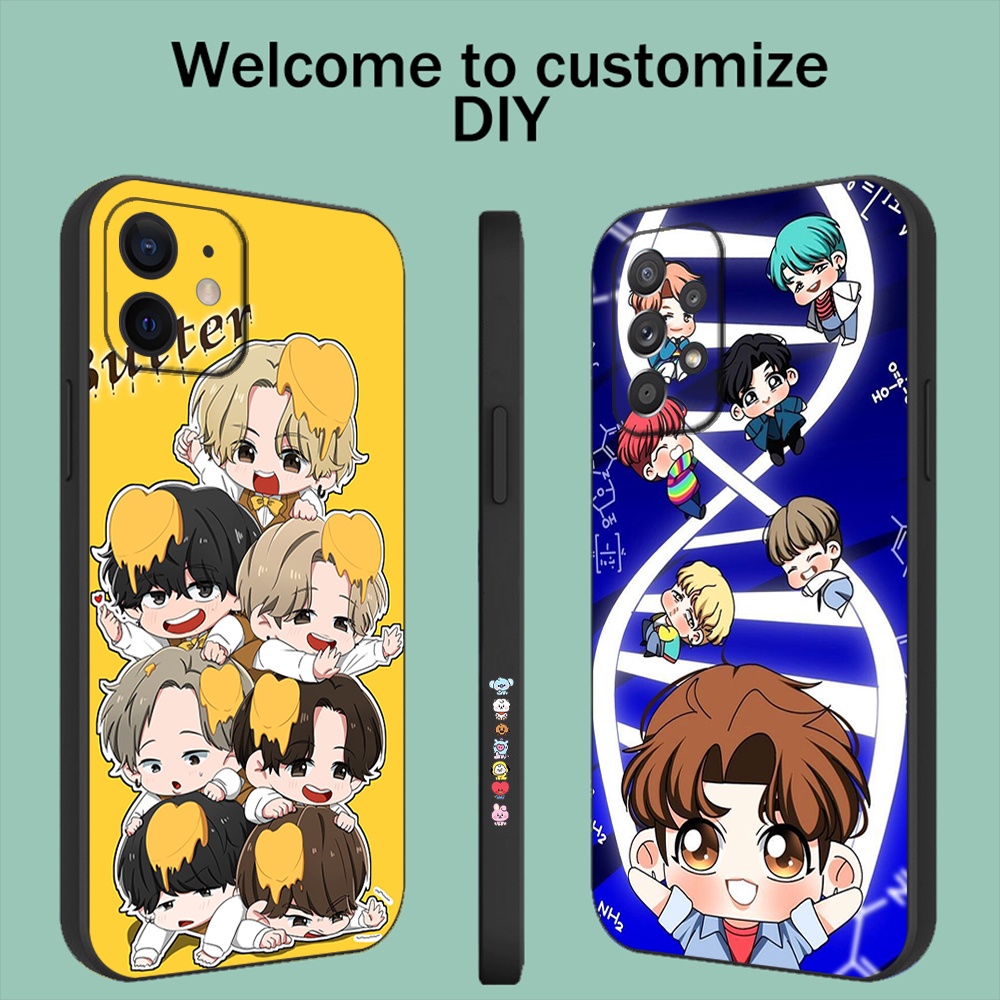 Samsung A7 2018 A13 Lie A01 A3 M01 Core BTS Butter Drawings Chibi Fanart CEC01 Soft Phone Case ...
