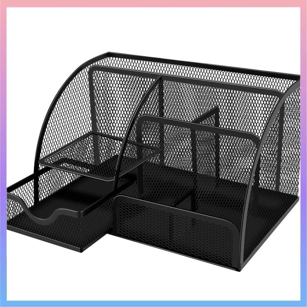 Mesh Desk Organizer Stainless Steel Table Stationary Organizer Non-slip ...