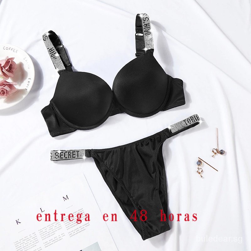 Sexy Rhinestone Letter Bra Set UX1S Bra panty two piece set WHU0 ...