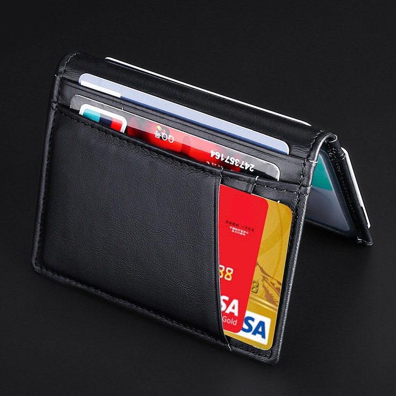 Men Minimalist Slim Credit Card Holder Wallet Male Genuine Leather Bank ...