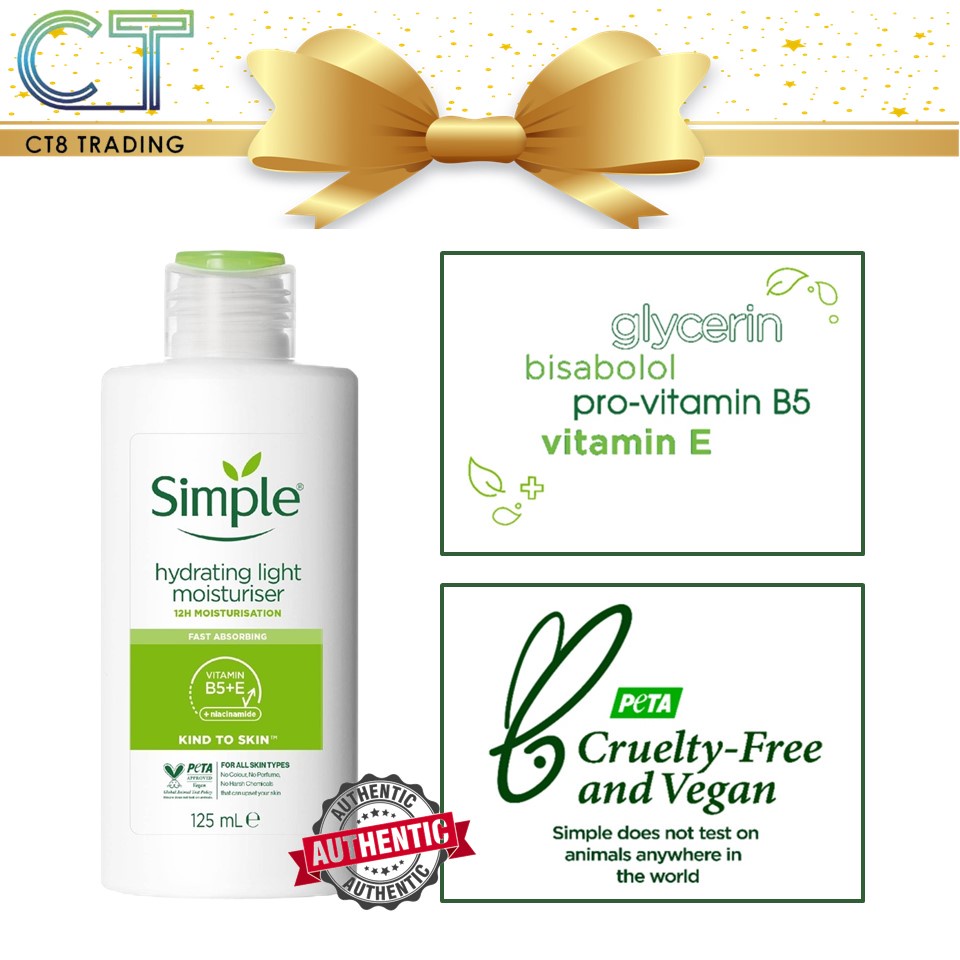 SIMPLE Kind to Skin Hydrating Light Moisturiser 125ml | 12H ...