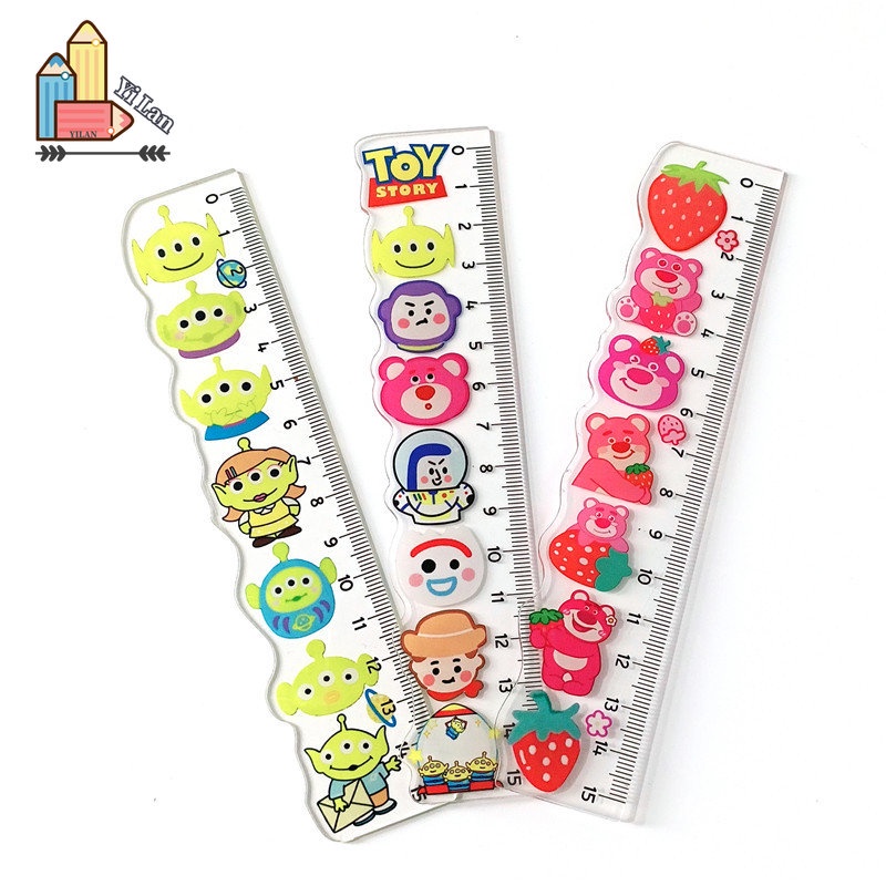 15cm Strawberry Bear Ruler Acrylic Transparent Ruler Toy Story Ruler ...
