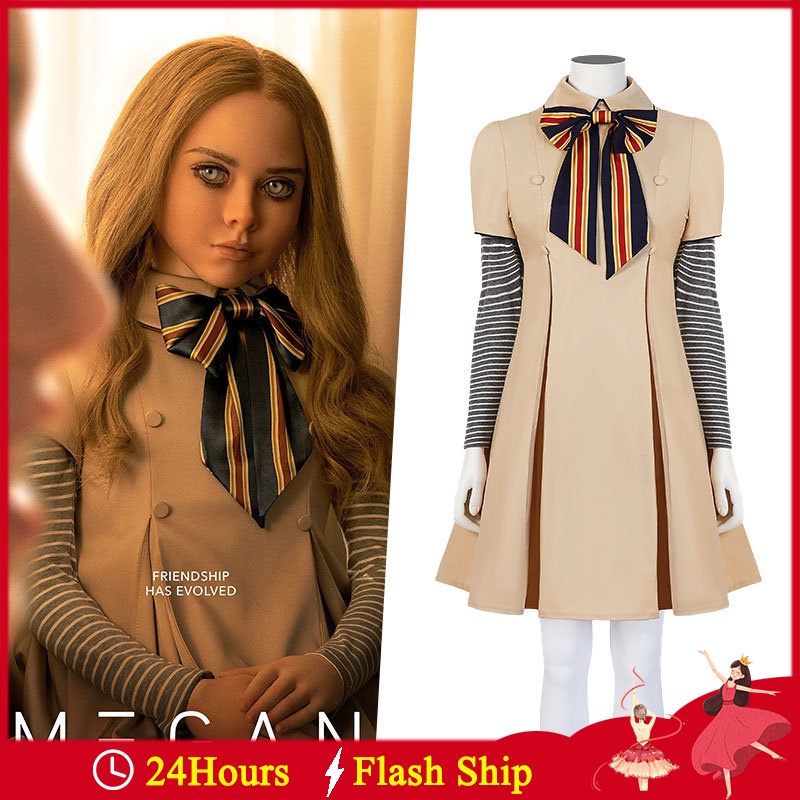 M3GAN Cosplay Costume Wig Megan Dress AI Doll Robots Dress Top Socks ...