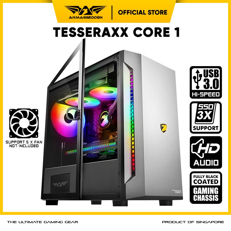 Armaggeddon Tessaraxx Core 1 MATX Gaming PC Case with RGB Lightning ...