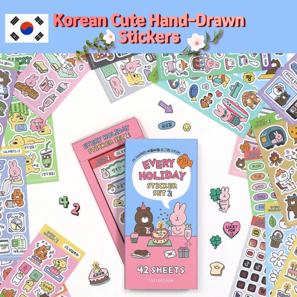 Every Holiday Korean Sticker Pack Diary Decor ver2 / 42 Sheets, Cute ...